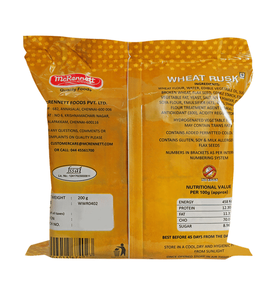 Buy Mcrennett Whole Wheat Rusk Online () At Best Price