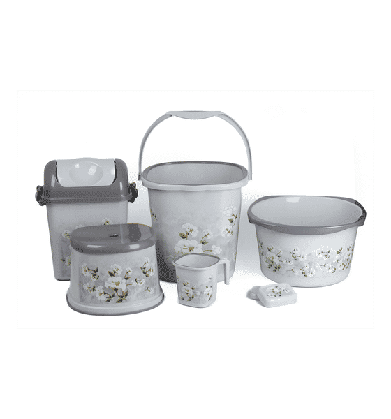 Buy Nayasa Marble Bathroom Set Plastic Floral Grey Online 1 pack At Best Price
