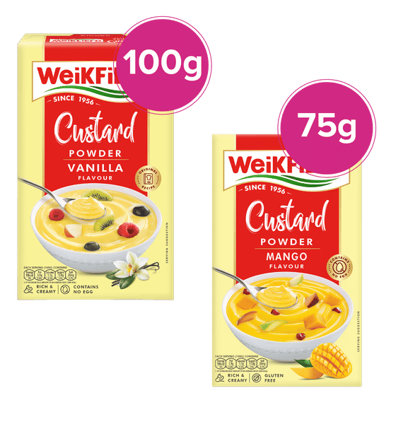 Fruit Custard At Home WEIKFIELD VANILLA FLAVOURED 100G – MEGA MART ...