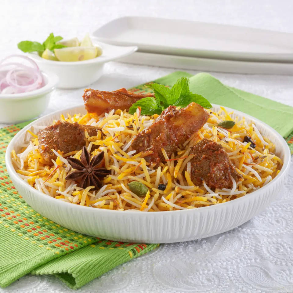 mutton biryani plate