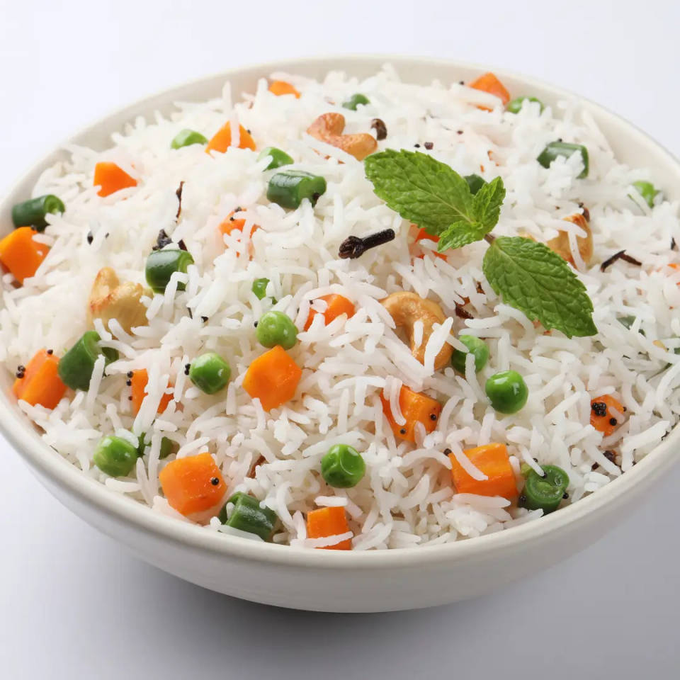 white vegetable pulao