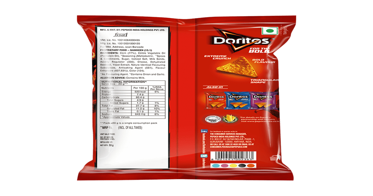 Buy Doritos Sizzlin Hot Nacho Online () At Best Price