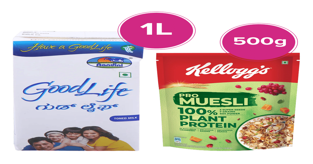 Buy Kellogg’s Pro Muesli With 100% Plant Protein & Good Life Milk Combo ...