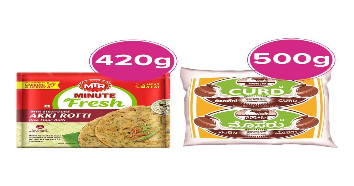 Buy MTR Minute Fresh Akki Rotti & Nandini Curd Combo Online (1 Combo ...