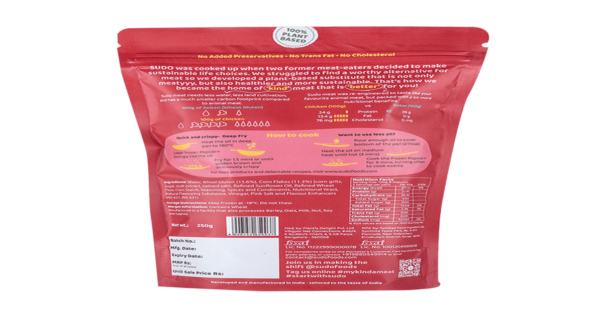 Buy Sudo Foods Plant Based Popcorn Chicken Online () At Best Price