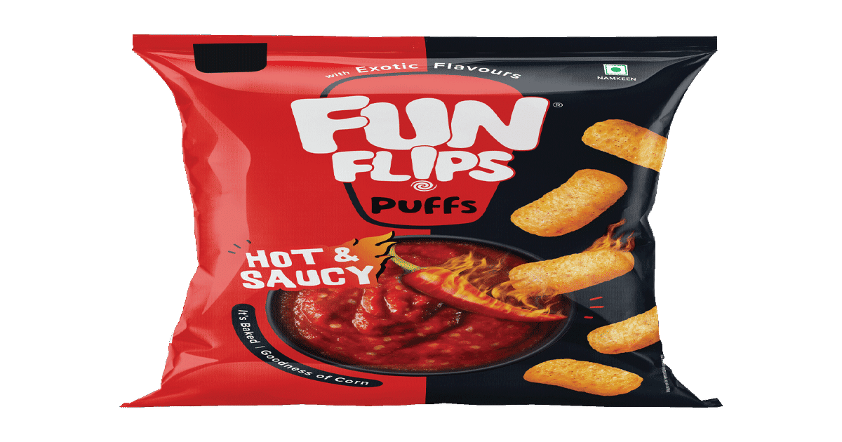 Buy Fun Flips Puffs Hot & Saucy Healthy Baked Snacks 60G Pack of 3 ...