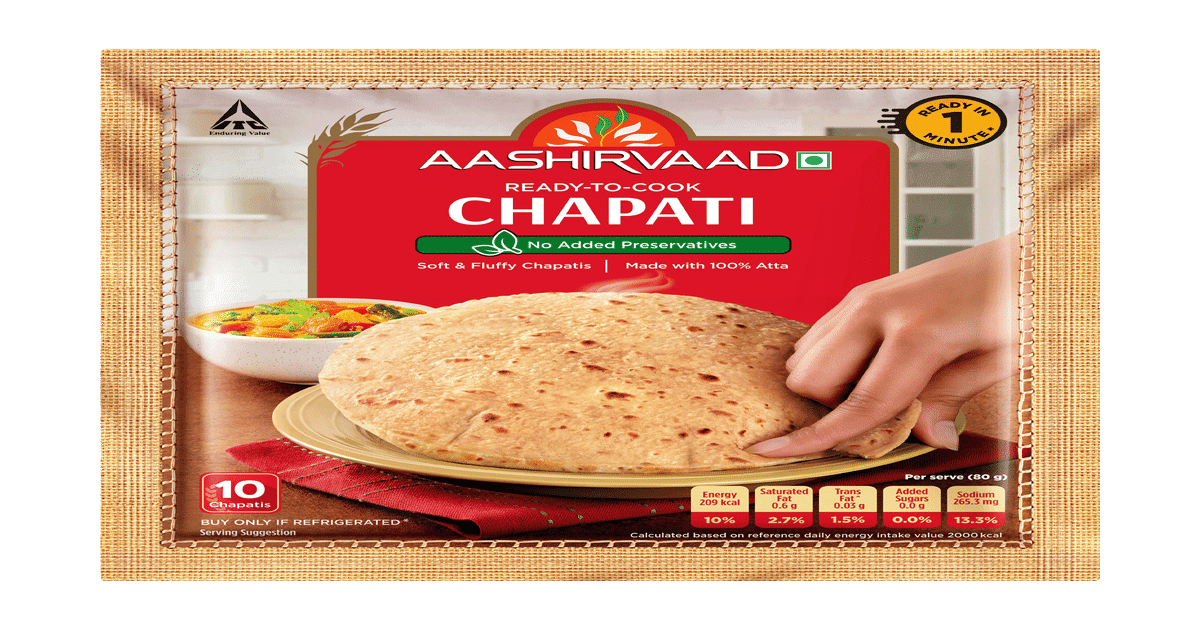 Buy Aashirvaad Ready to Cook Chapati Online (400 g x 2) At Best Price