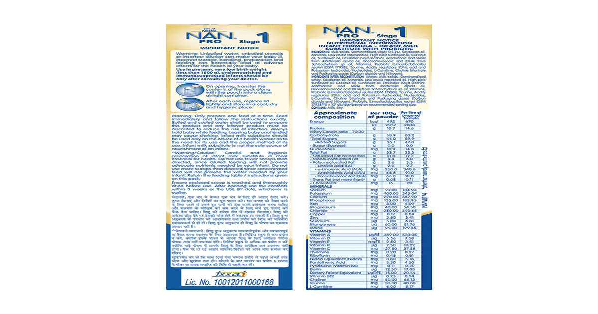 Buy Nan Pro Stage 1 Infant Formula with Probiotic Milk Powder (Upto 6 ...