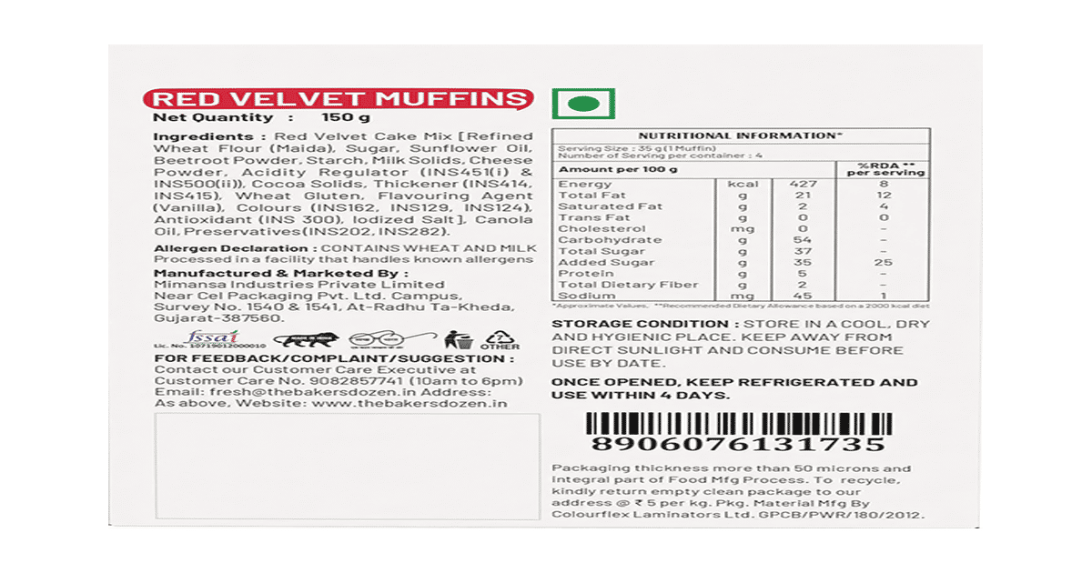 Buy The Baker's Dozen Red Velvet Muffins Online () At Best Price