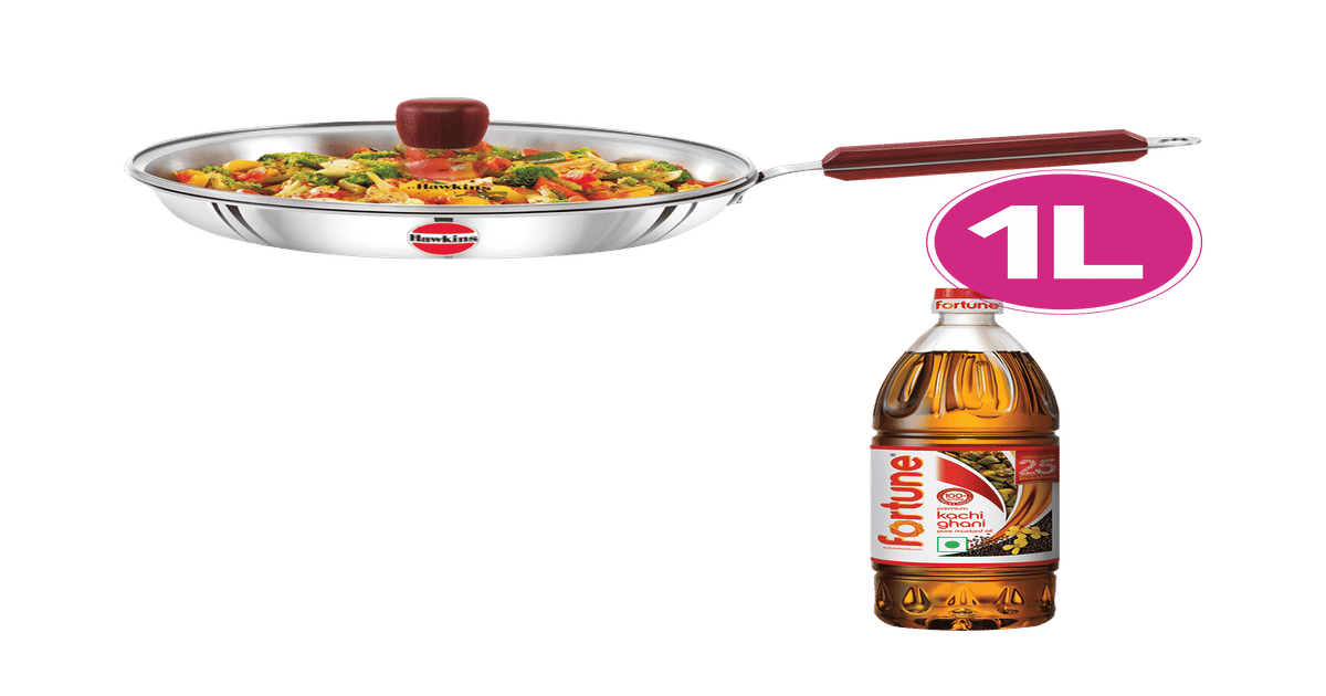 Buy Hawkins Triply Stainless Steel Induction Frying Pan with Glass Lid ...