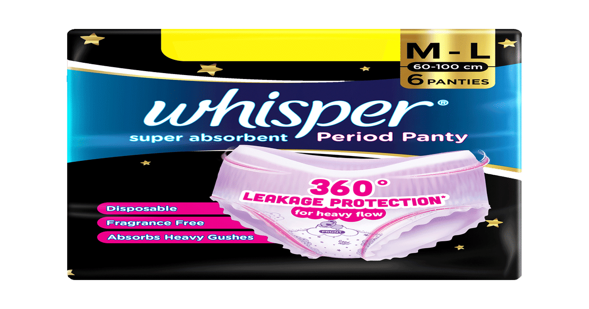 Buy Whisper Bindazzz Nights Period Panty 6 Pieces M-L Panties Online (6 ...
