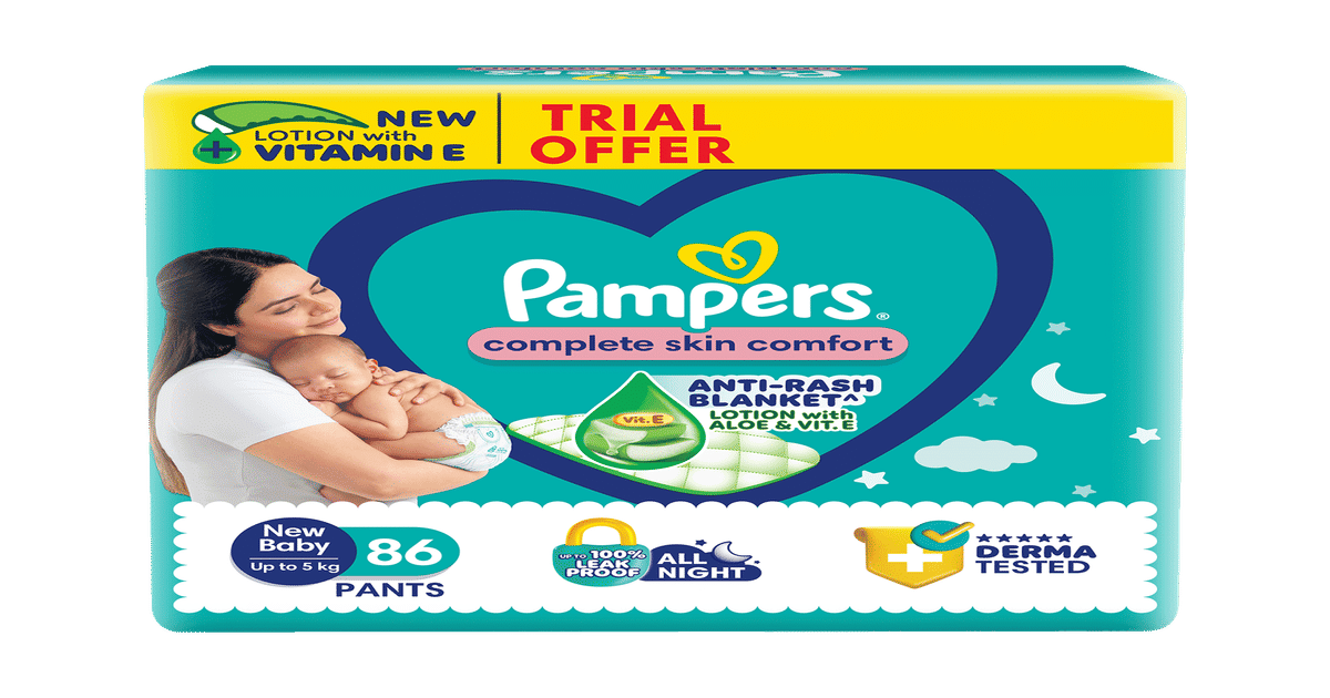 Buy Pampers Anti Rash Blanket Lotion with Aloe Diaper Pants (NB), 86 ...