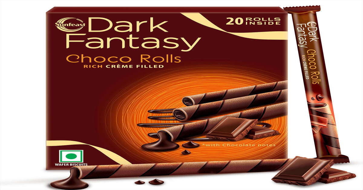Buy Sunfeast Dark Fantasy Choco Rolls, Crunchy Wafer Rolls Online (180 ...