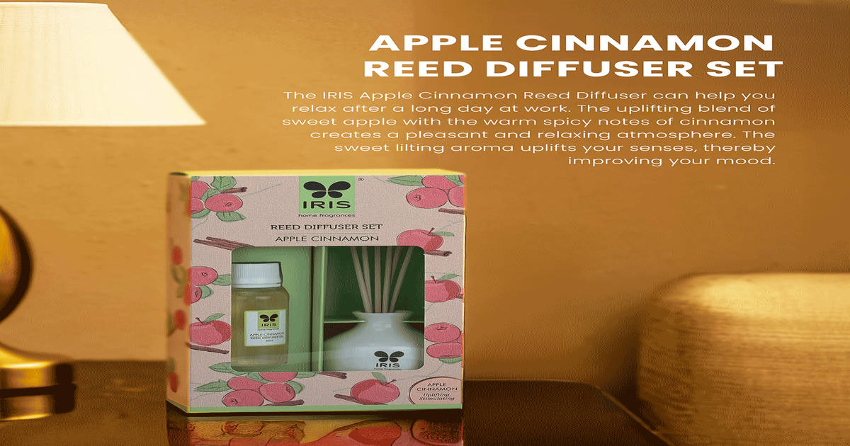 Buy Iris Apple Cinnamon Fragrance Reed Diffuser Set with Diffuser Oil ...