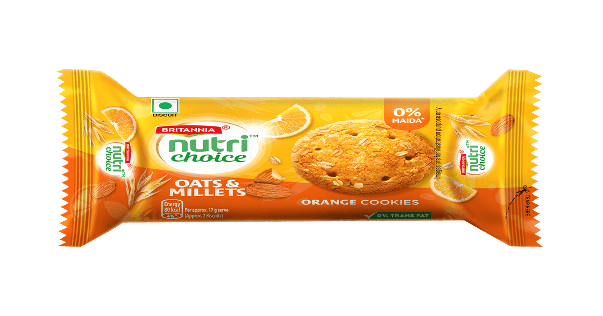 Buy Britannia NutriChoice Oats Orange & Almond Biscuits | 0% Maida ...
