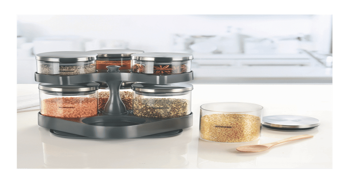 Buy Borosil Spin N Store Classic Jars with 360 degree Rotating Tray ...