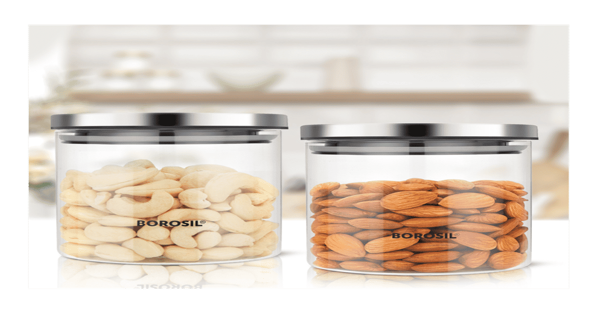 Buy Borosil Classic Jar with Stainless Steel Lid Borosilicate Glass ...