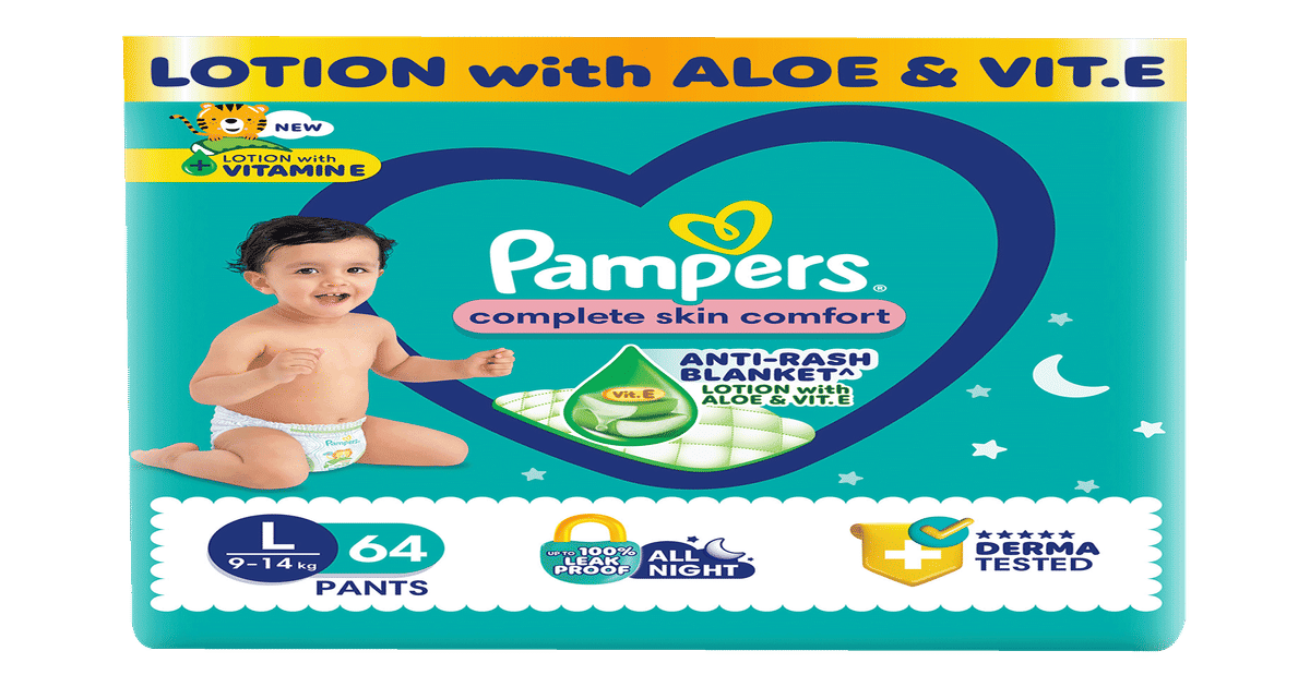 Buy Pampers Pant Diaper (L, 9-14 Kg, 64 Pieces, Anti Rash Blanket, 100% ...