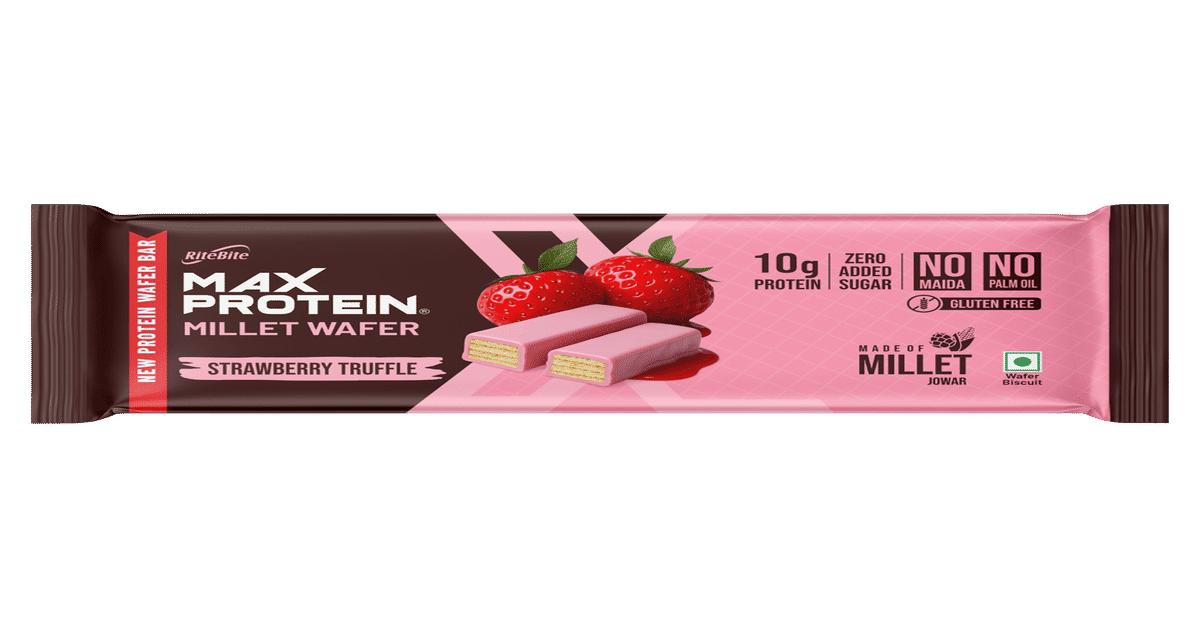 Buy Ritebite Max Protein Strawberry Truffle 10g Protein Millet Waffer ...