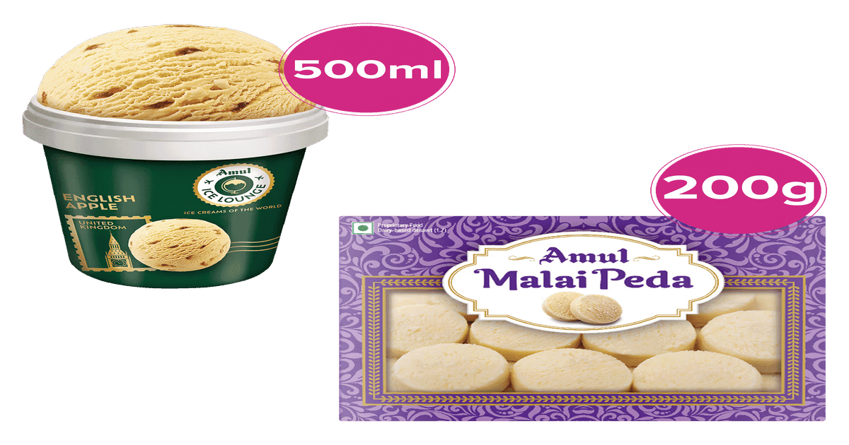 Buy Amul Ice Lounge English Apple Ice Cream Tub & Amul Malai Peda ...