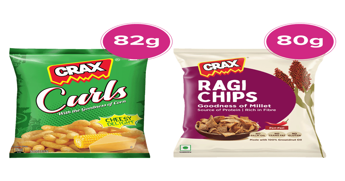 Buy Crax Curls Cheese Delight Puff Snacks & Crax Peri Peri Ragi Chips ...