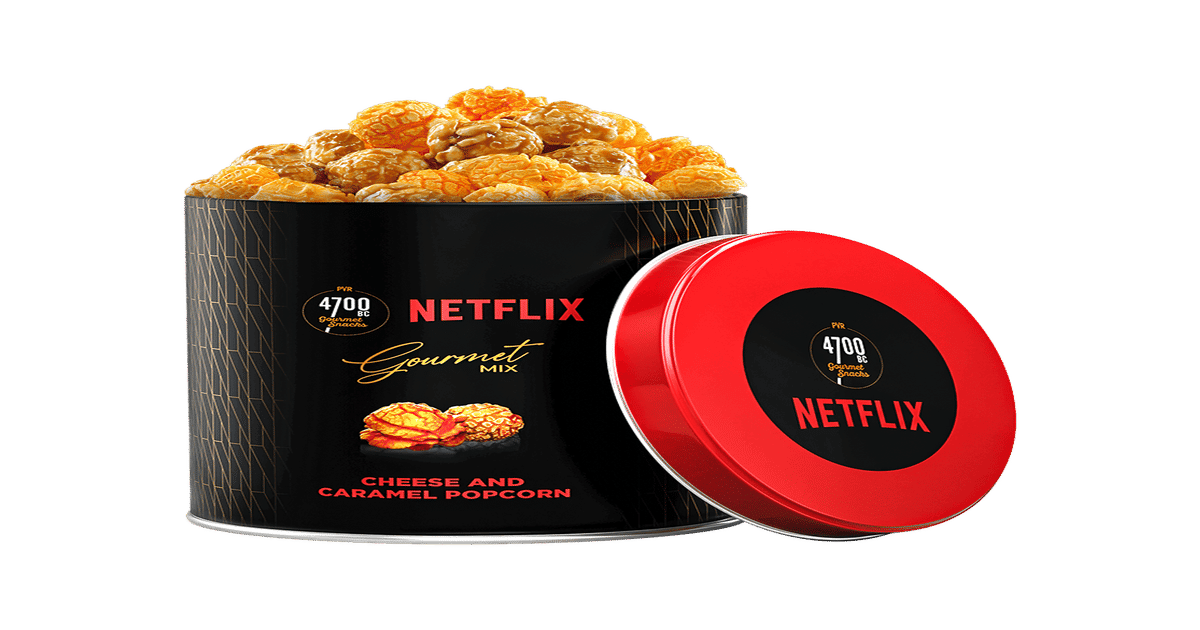 Buy 4700bc x netflix gourmet cheese & caramel popcorn Tin Online (75 g ...