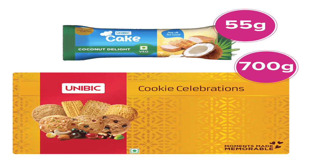 Buy Unibic Coconut Delight Cake & Unibic Cookie Celebrations | Premium ...