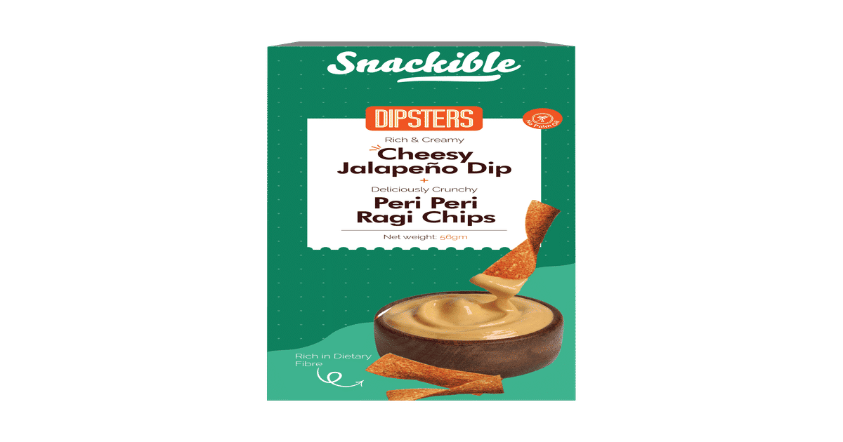 Buy Snackible Dipsters Peri Peri Ragi Chips with Cheesy Jalapeno Dip ...