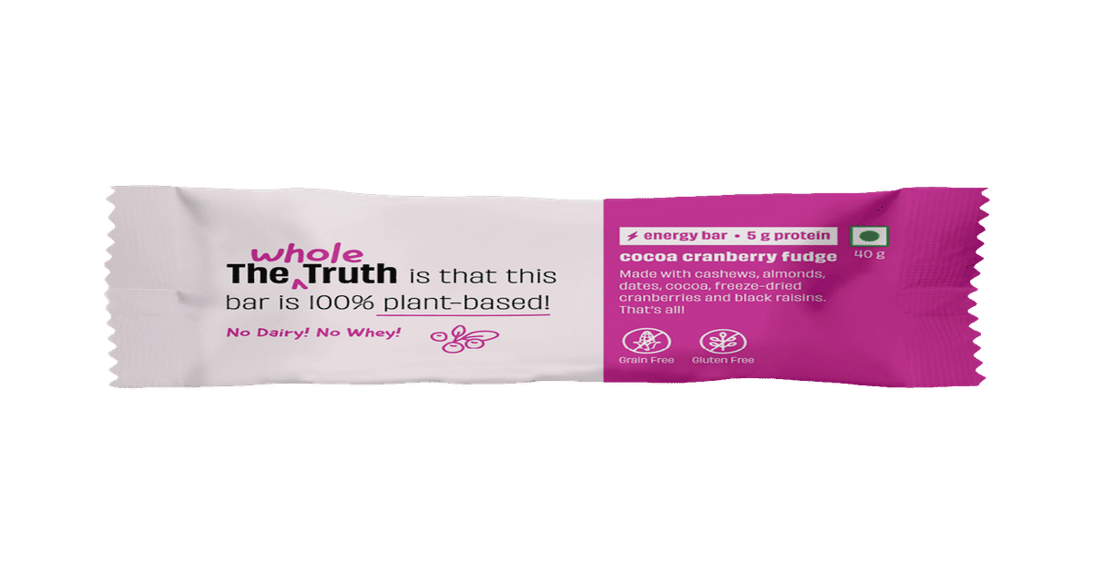 Buy The Whole Truth Cocoa Cranberry Fudge Bar Online (40 g) At Best Price
