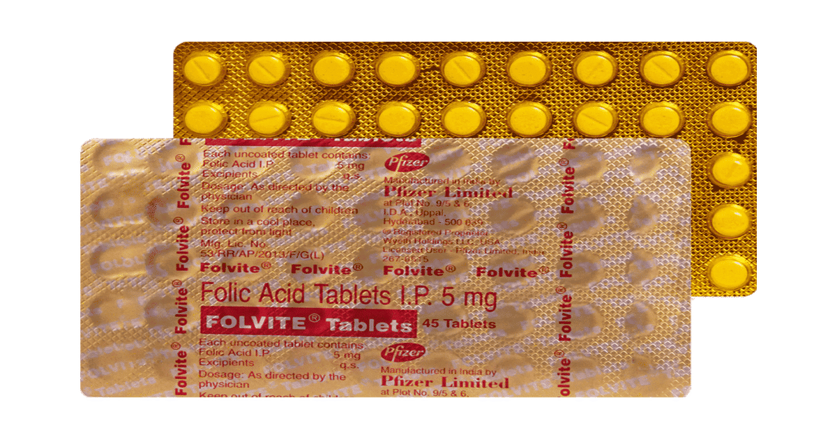 Buy Folvite 5mg Tablet | Folic Acid Supplement Online (45 pieces) At ...