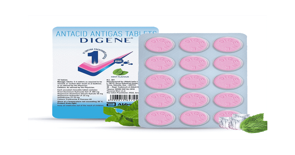 Buy Digene Acidity & Gas Relief Tablets 15S - Mint Flavour | For Relief ...