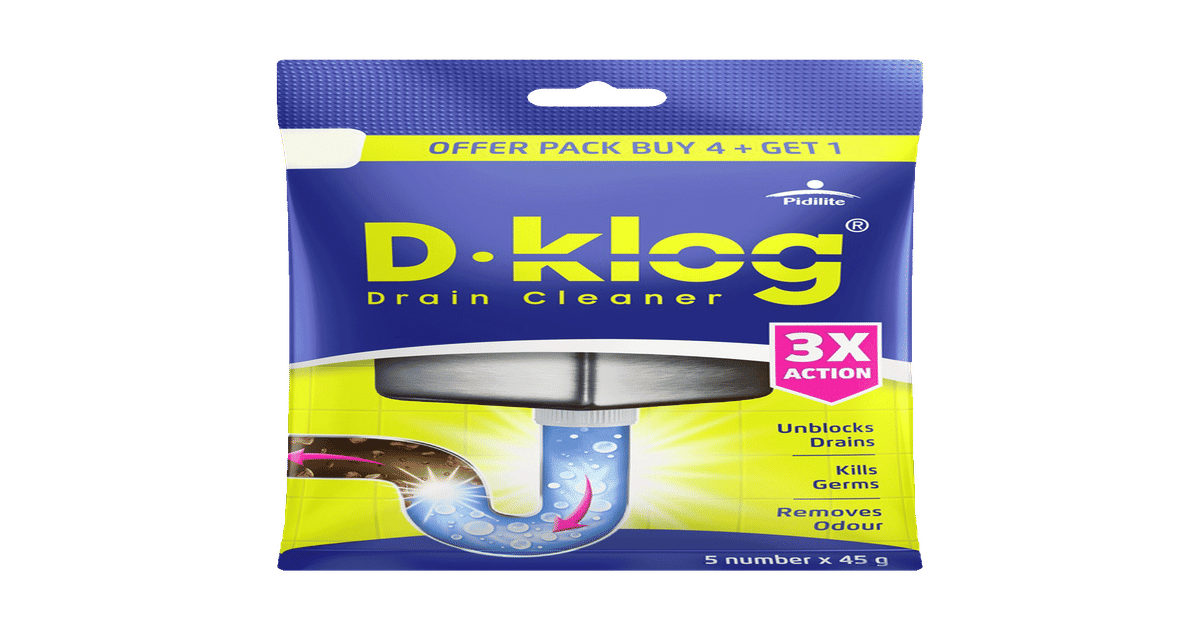 Buy D-Klog 3X Powerful Drain & Odour Cleaner (180g + get 45g, 5 Sachets ...