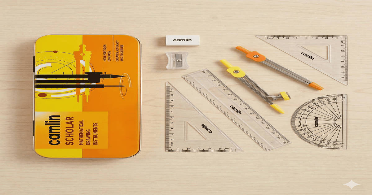 Buy Camlin Scholar Mathematical Drawing Instruments Geometry Box | Pack ...