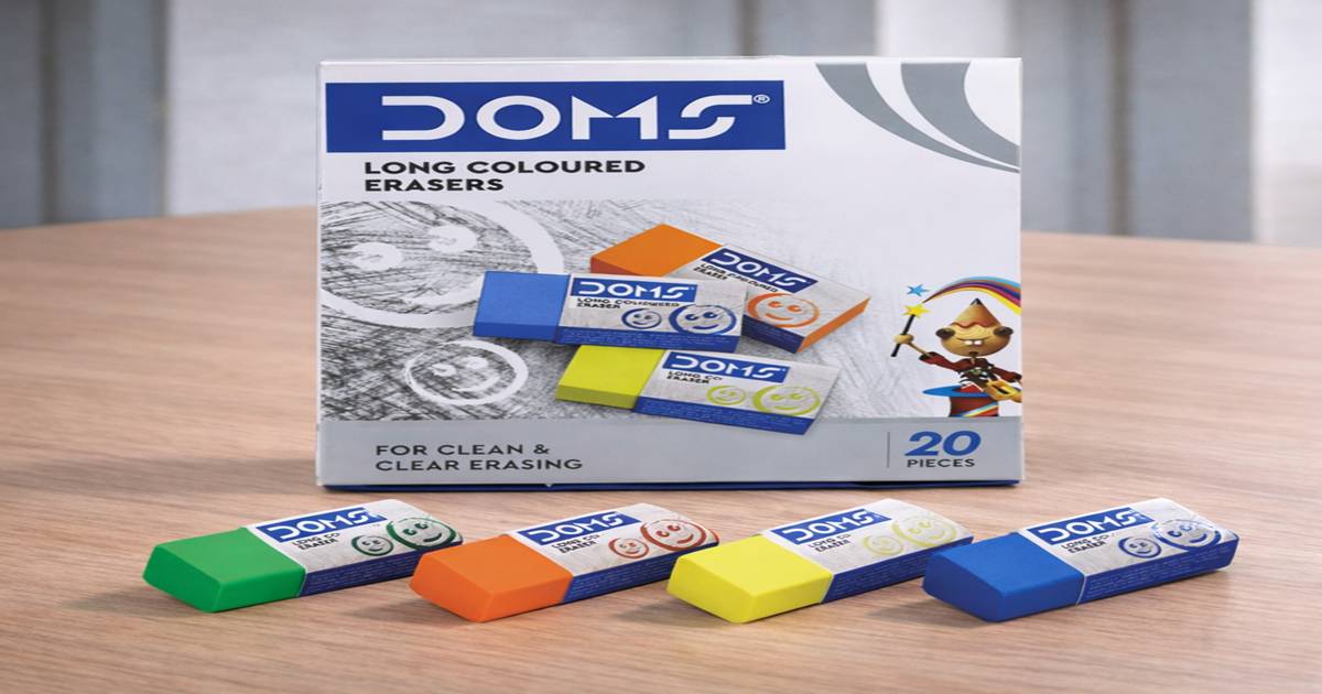 Buy Doms Non-Toxic Dust Free Long Coloured Eraser Box | Pack of 20 ...