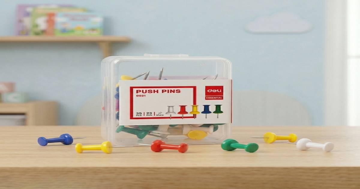 Buy Deli Push Pins | 23 mm | Assorted Colours Online (1 pack) At Best Price