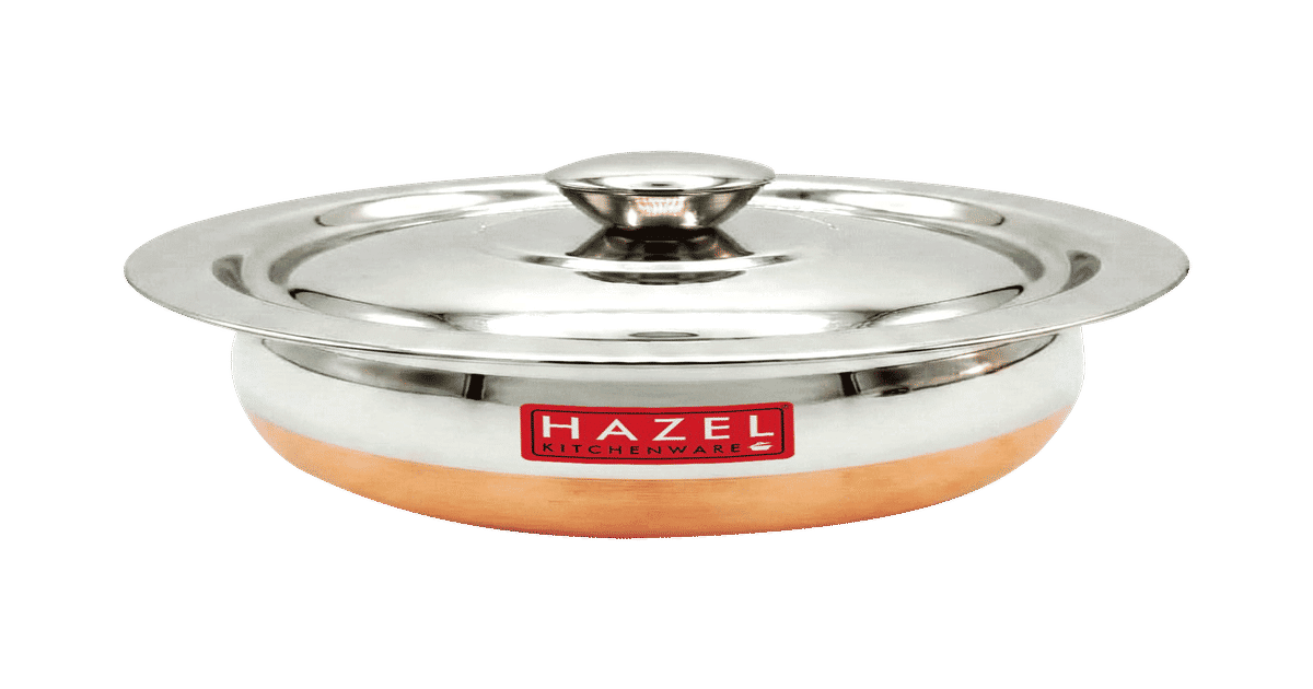 Buy HAZEL Copper Bottom Handi 1200 ml with Lid | Stainless Steel ...