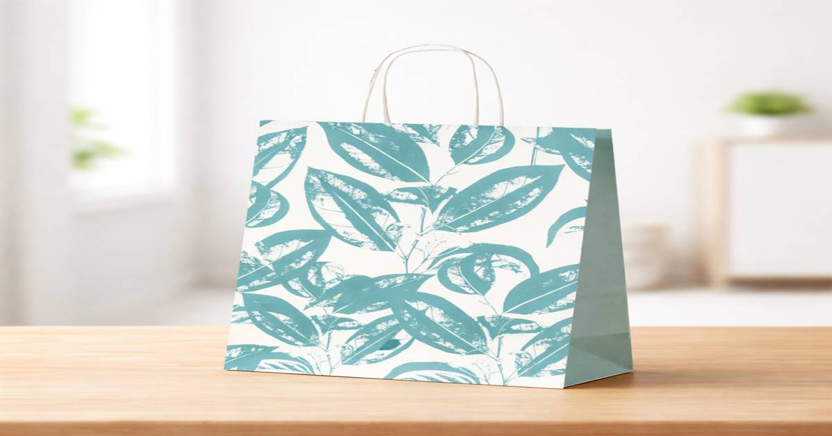 Buy PaperPep White & Blue Leaves Print Paper Gift Bag (18 x 10 x 23 cm ...