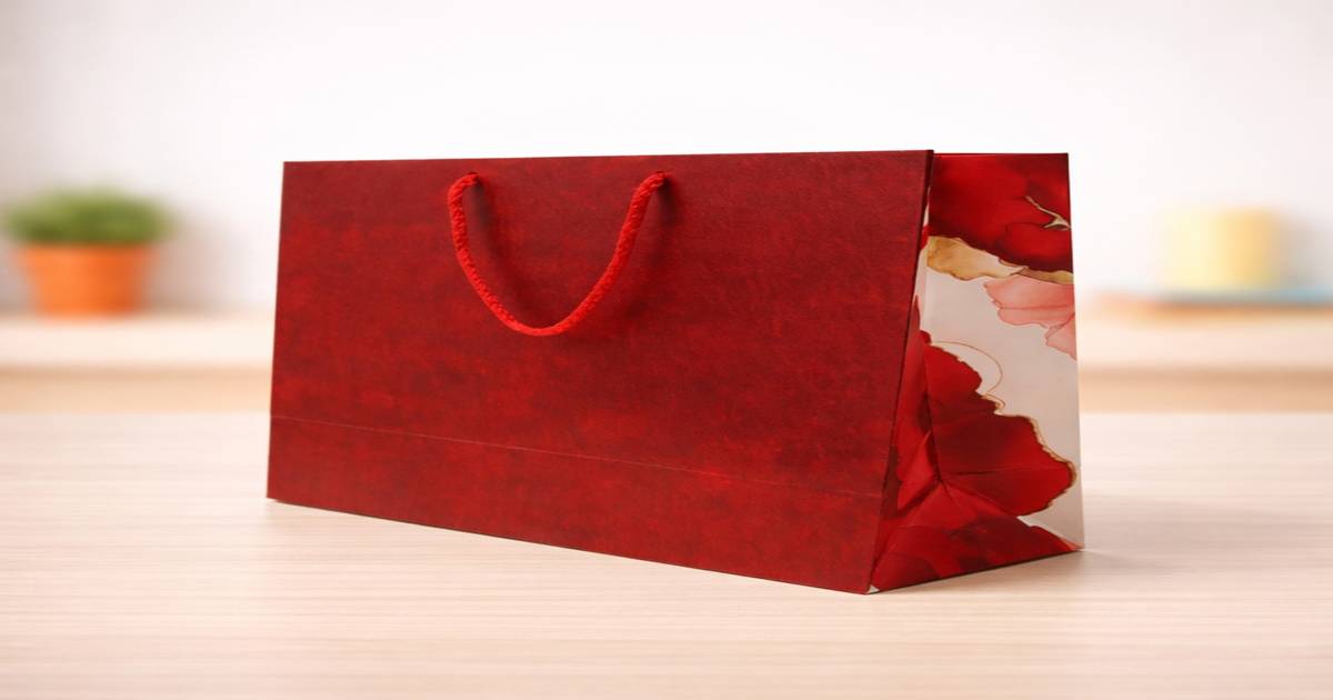 Buy QIPS Floral Print Paper Gift Bag (Maroon, 13 x 10 x 4.5 Inches ...