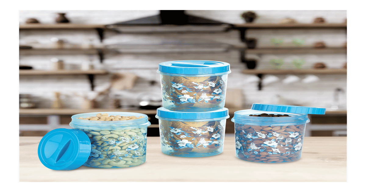 Buy Joyo Spacio Container Printed Set (Pack of 4, Blue) Online (4 ...