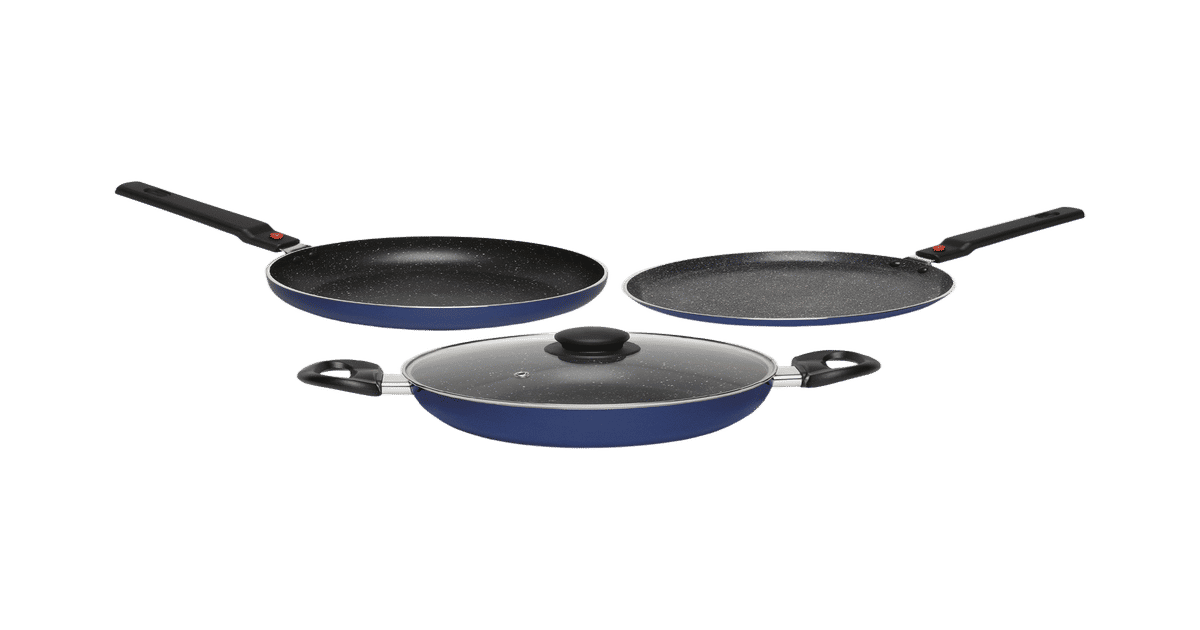Buy Prestige Omega Aluminium Non-Stick Cookware Festival Pack (3 Pieces ...