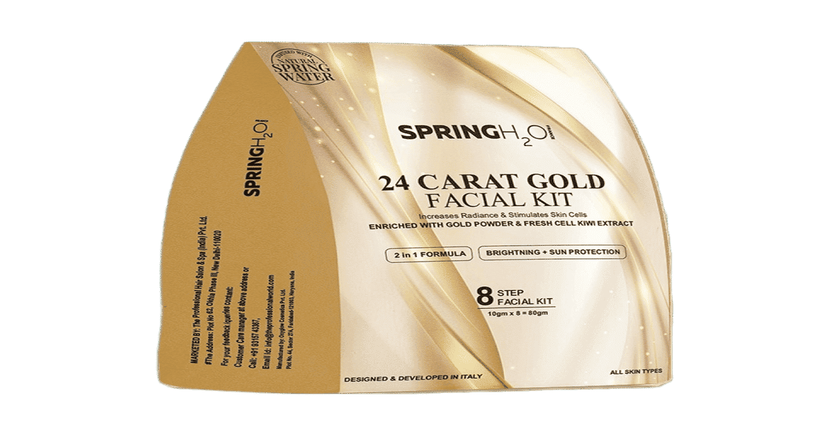 Buy SPRING H2O 24 Carat Gold Facial Kit 2 in 1 Formula Brightening ...