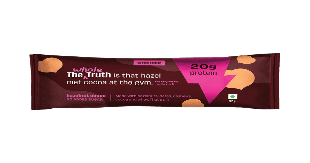 Buy the whole truth 20g protein hazelnut cocoa bar no added sugar (date ...