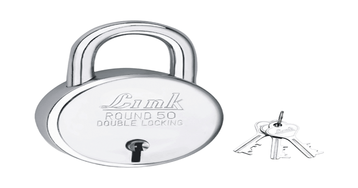 Buy Link Steel New Round Double Lock with 3 Keys (50mm, Silver) Online ...
