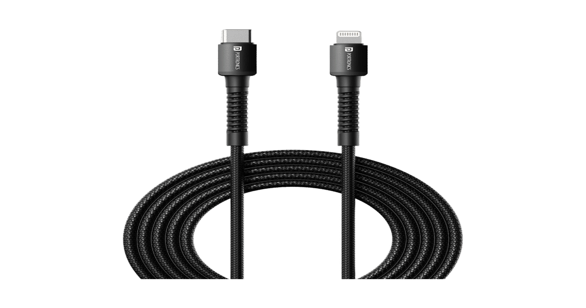 Buy Portronics Konnect X 27W Type C To 8 Pin 1m - Black Online (1 Piece ...