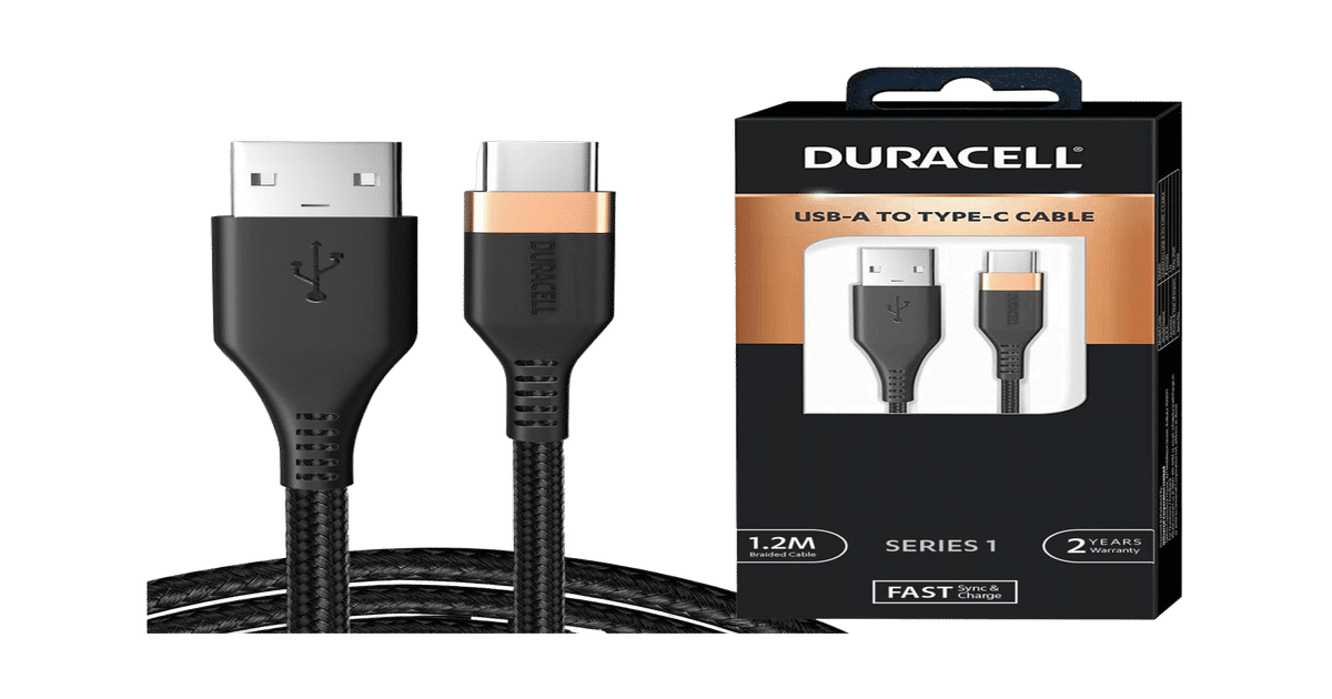 Buy Duracell USB-A to Type-C 65W Braided Fast Charging Cable QC 2.0/3.0 ...