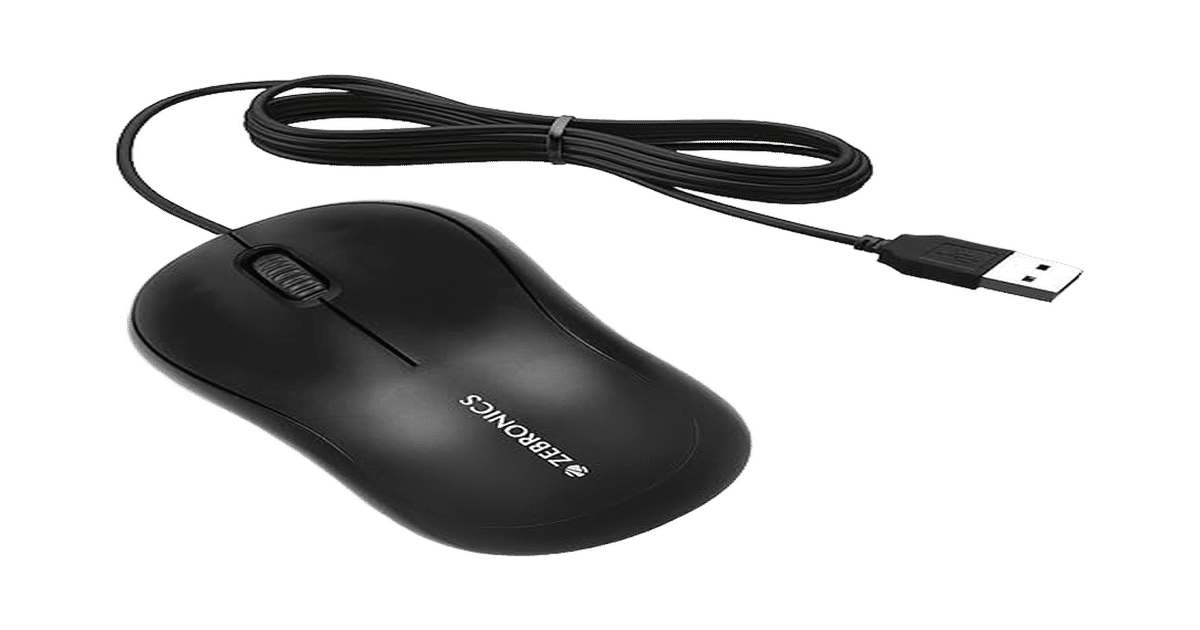 Buy Zebronics Comfort Wired Mouse, 3-Button, 1000 DPI, Optical Sensor ...