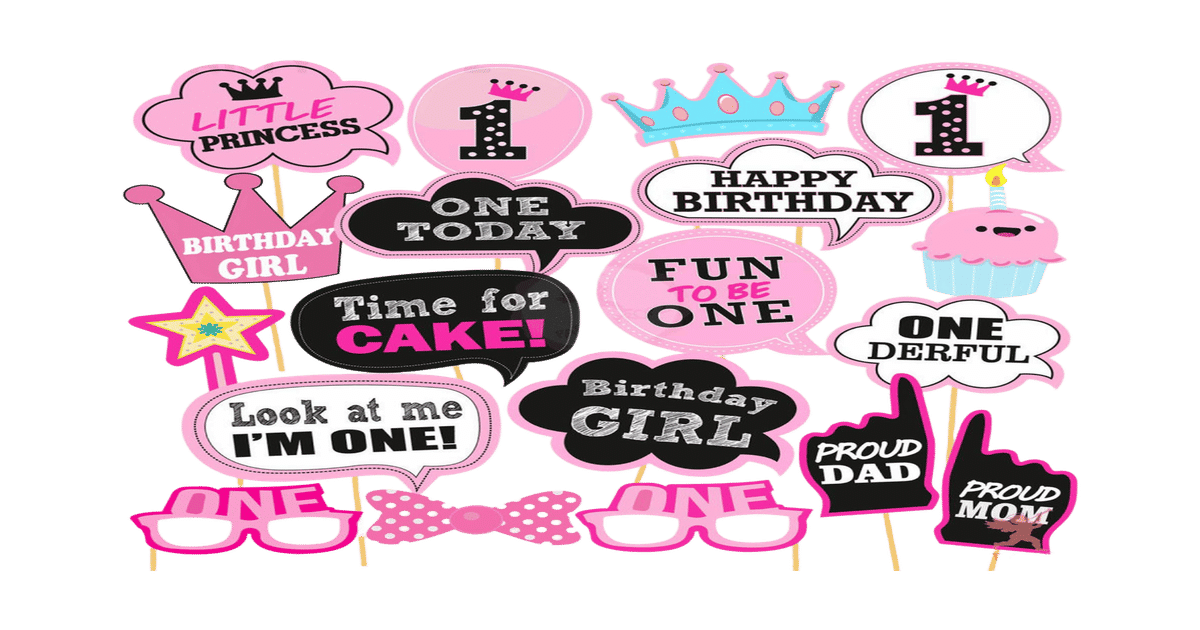 Buy Party Propz Girls First Birthday Photo Booth Props (Pink) Online ...