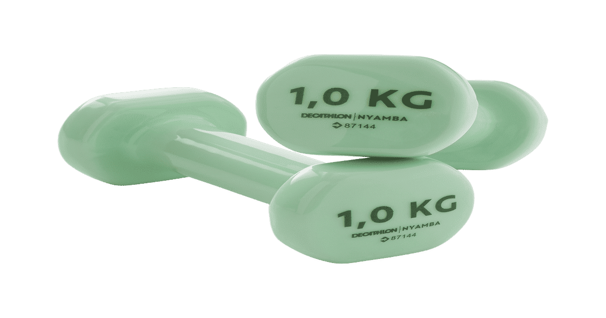 Buy Decathlon Domyos Hexagonal Toning Dumbbells Set (2 x 1 Kg, Green ...