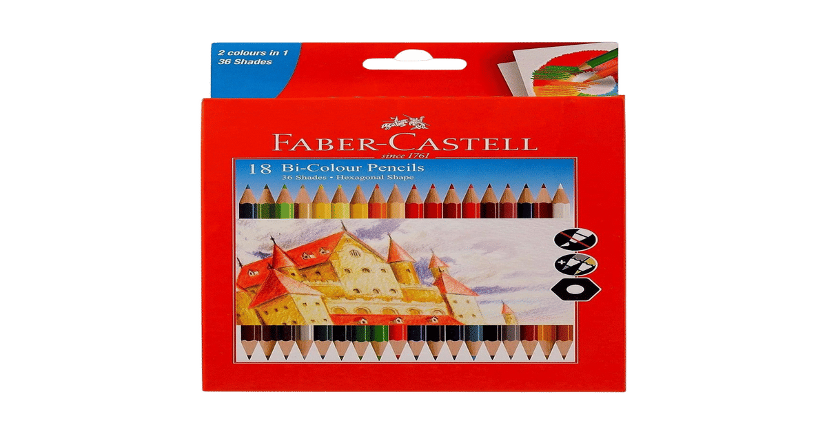 Buy Faber-Castell 2 in 1 Bi-Color Pencils | 36 Shades | Hexagonal Shape ...