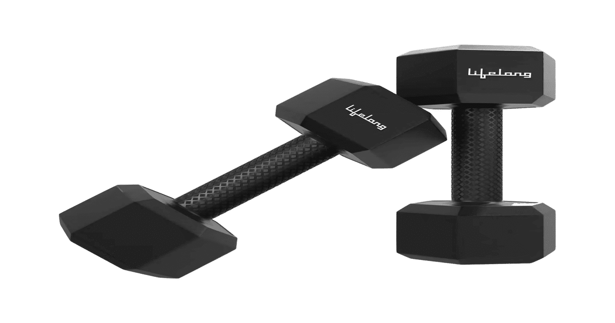 Buy Lifelong PVC Hex Dumbbells (2x1kg, Black, for Workout) Online (1 ...